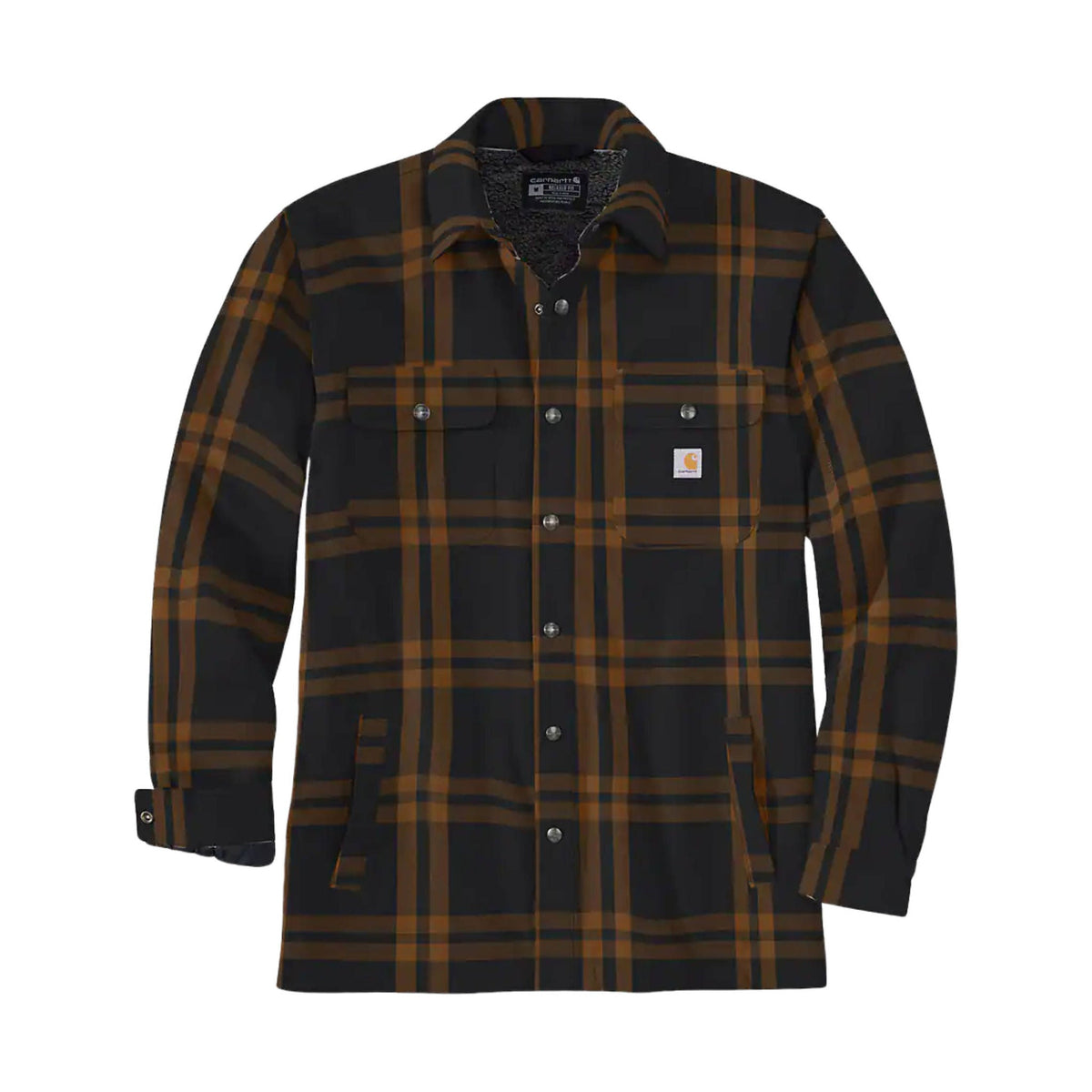 Carhartt Men's Relaxed Fit Flannel Sherpa-Lined Shirt Jac - Black ...