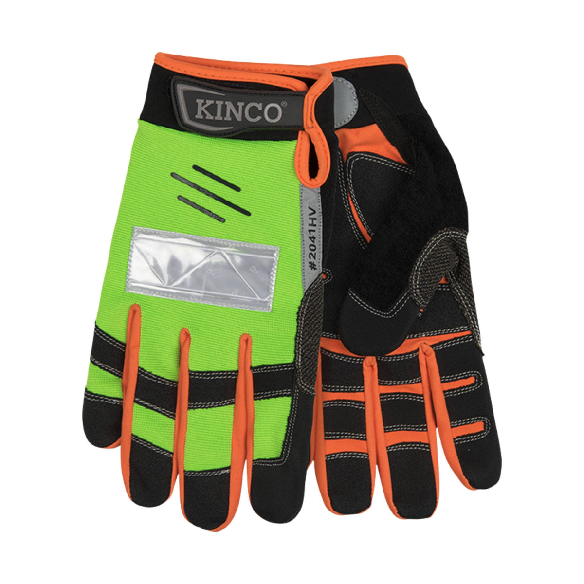 Kinco Men's Pro Hi Vis General Synthetic With Pull Strap Work Gloves ...